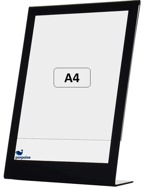 Porpoise A4 Size Black Border Acrylic Tent Card Holder Display Stand A ...